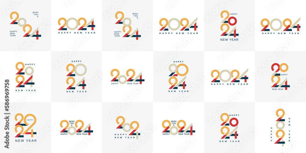 2024 new year color logo collections for calendars, banners, labels ...