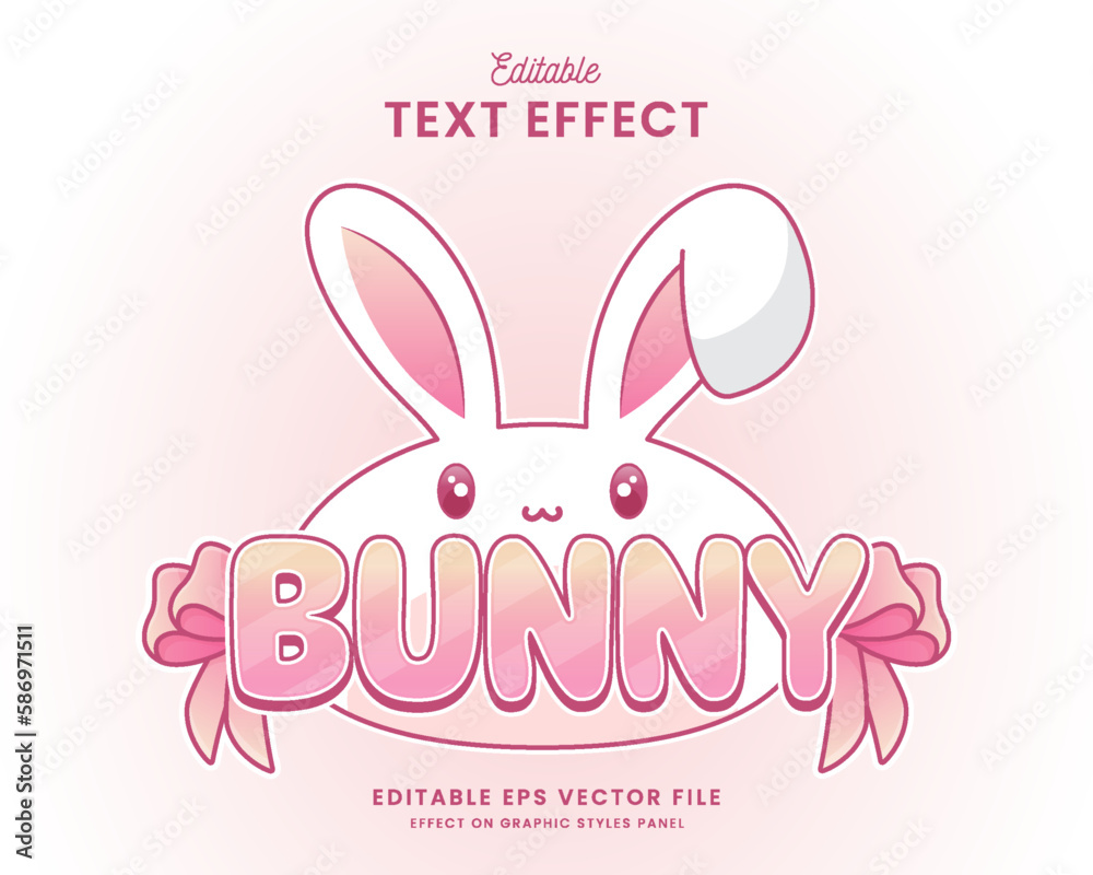 decorative editable bunny text effect vector design Stock Vector ...