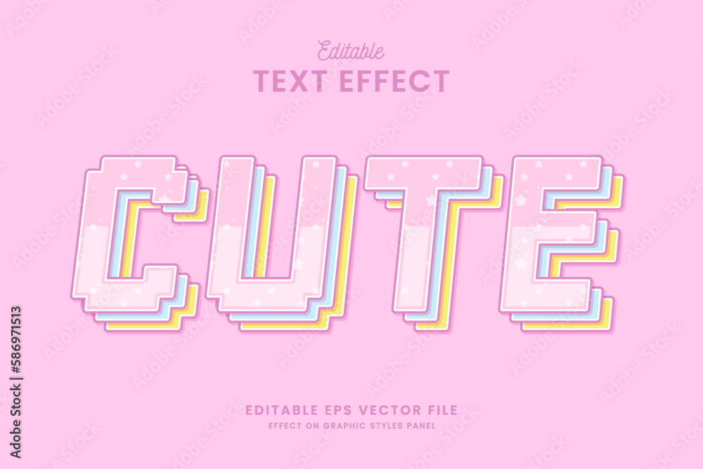 Vetor de decorative editable cute text effect vector design do Stock ...