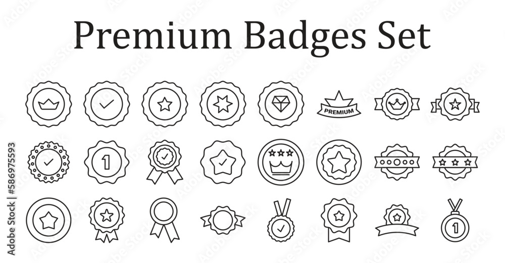 Premium Badge Icon Set, Medal Icon Vector, Winner Badge, Best Quality ...
