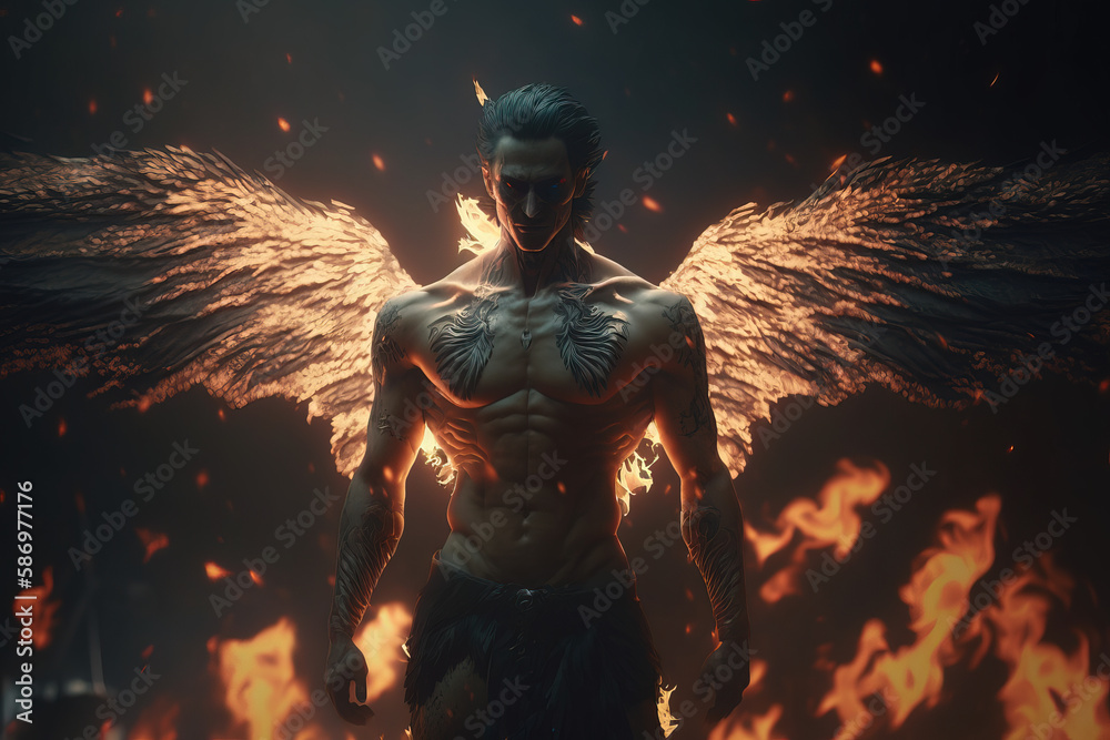 ภาพประกอบสต็อก lucifer fallen angel, dark angel, devil demon in hell ...