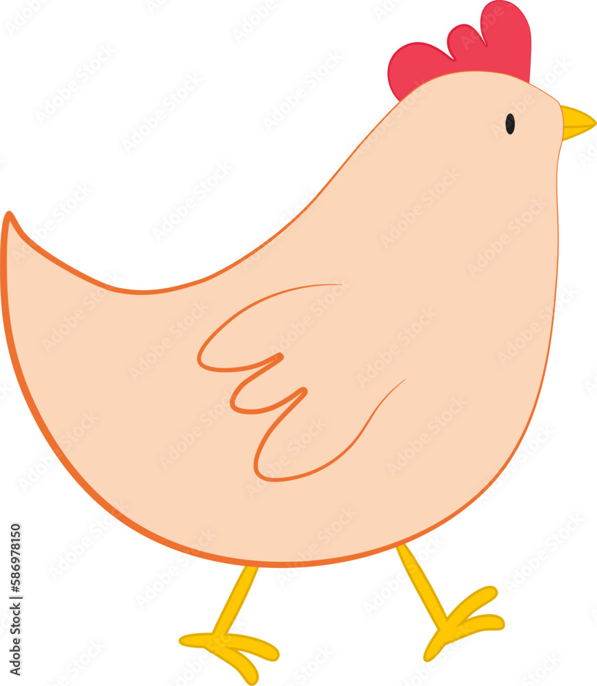 Vector illustration of orange chicken character in cartoon style ...