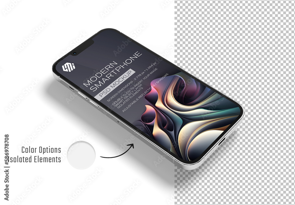 Smartphone Mockup with Editable Colors and Transparent Background Stock ...
