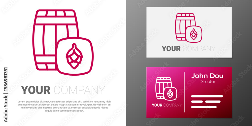 Logotype line Wooden barrel icon isolated on white background. Alcohol ...