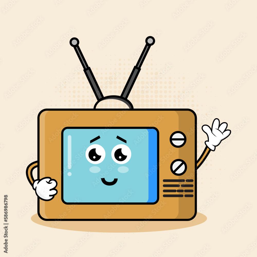 Cute Television Character Vector Illustration, A cute television ...