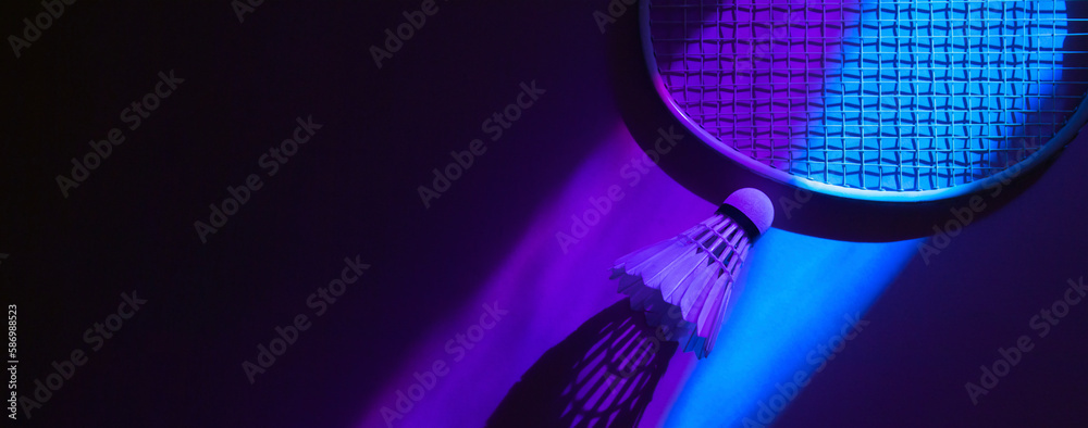Badminton racket and shuttlecock in vibrant bold gradient holographic ...
