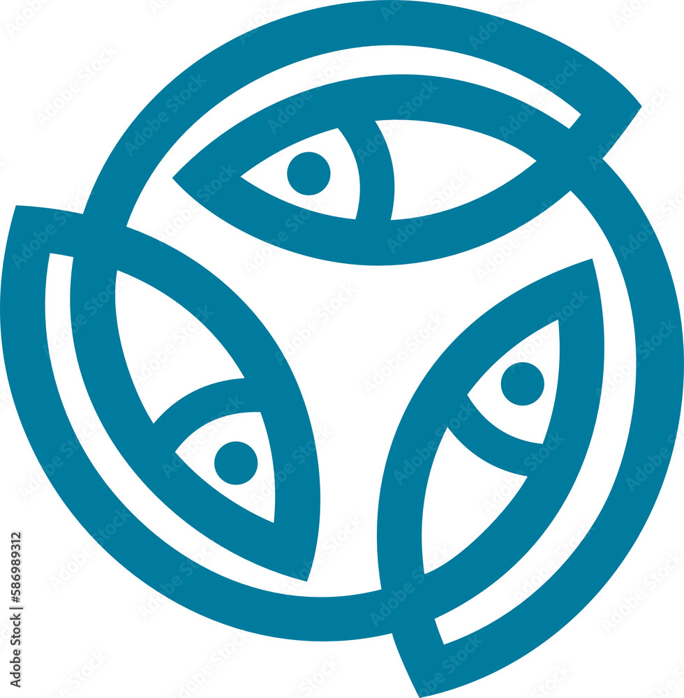 the logo is outline of triple fish. Unique and elegant. Stock ...