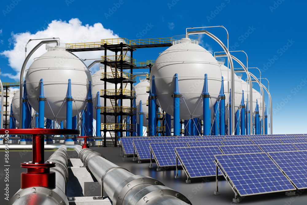 Power generation. Plant for generation electricity and gas. Industrial ...