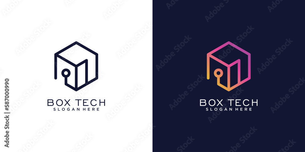 Box tech logo design with modern concept Stock Vector | Adobe Stock