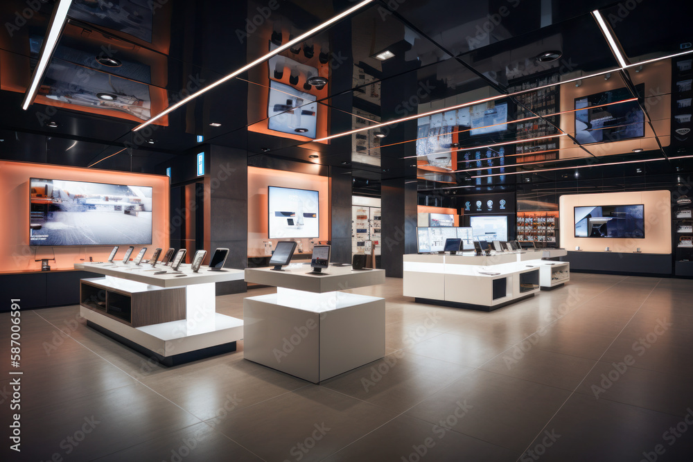 Modern Contemporary Interior of a Consumer Electronics Store with a ...