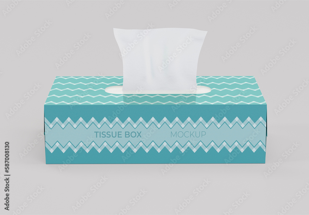 Front View Rectangle Tissue Box Mockup Stock Template | Adobe Stock