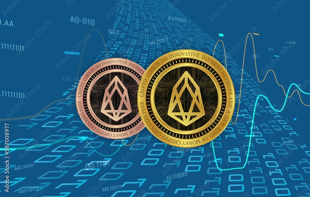 eos virtual currency images. 3d illustrations. digital coins. Stock ...