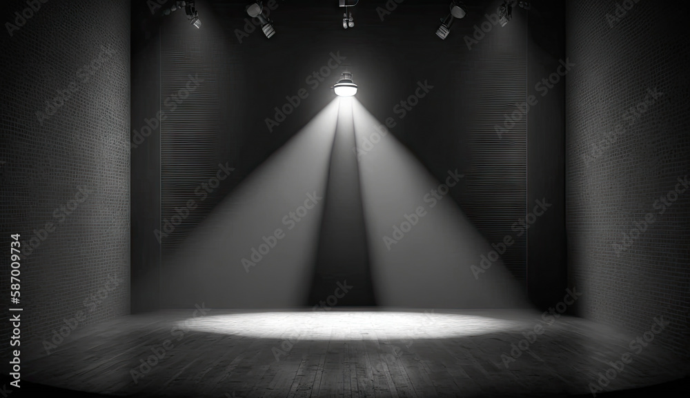 Studio empty stage background with spot light beam shine on background ...