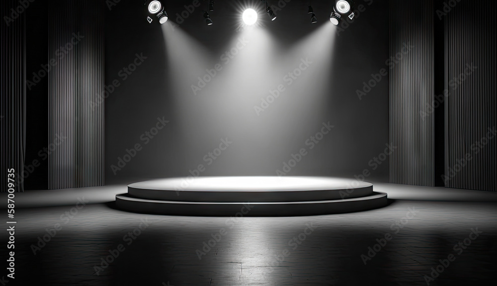 Studio empty stage background with spot light beam shine on background ...