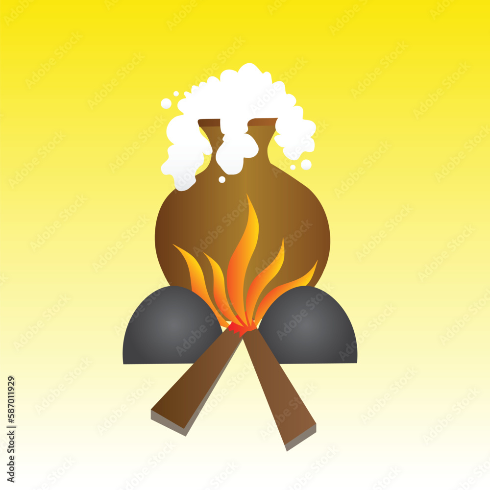 Sri Lankan new year boiling milk ( kiri ithiraveema ) Stock Vector ...