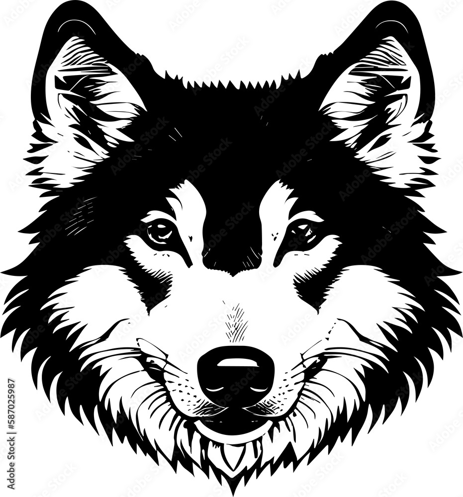 Wolf heads, with different expressions of the muzzle. Symbols for ...