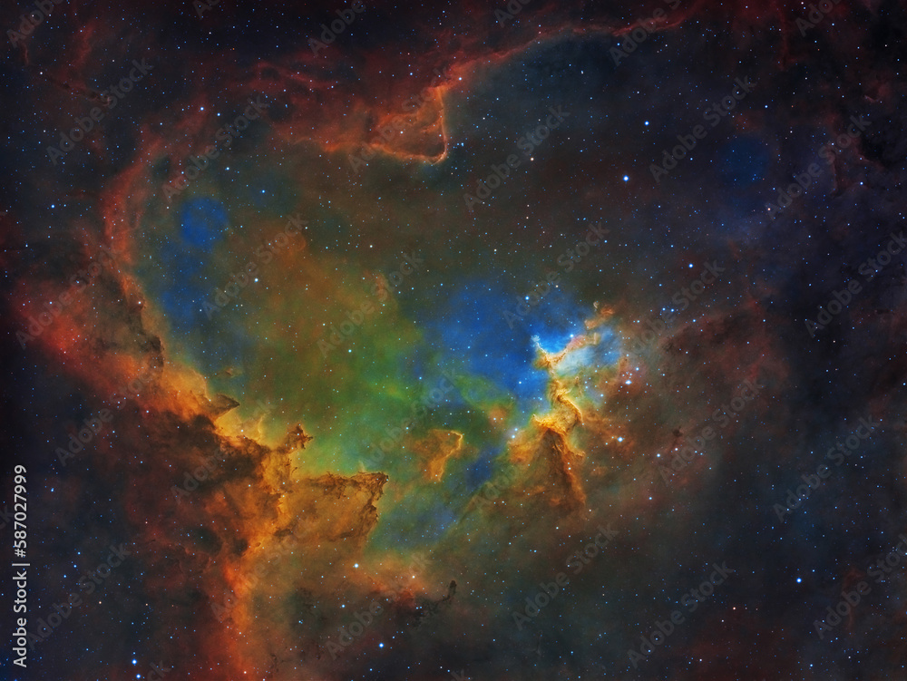 The Heart Nebula (IC 1805, open cluster Melotte 15) is an emission ...