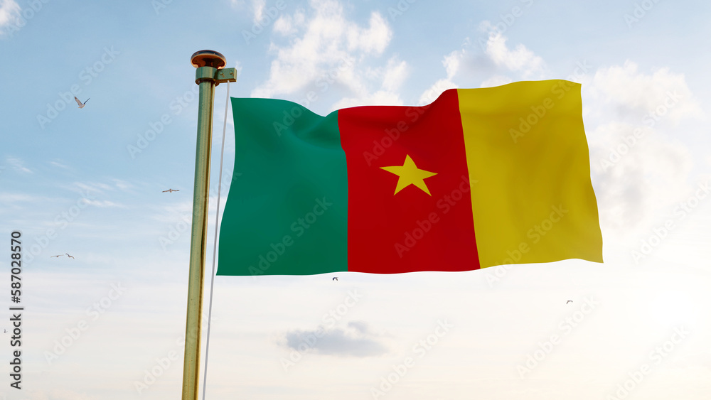Cameroon flag. 3D realistic waving flag background. Flag of cameroon ...