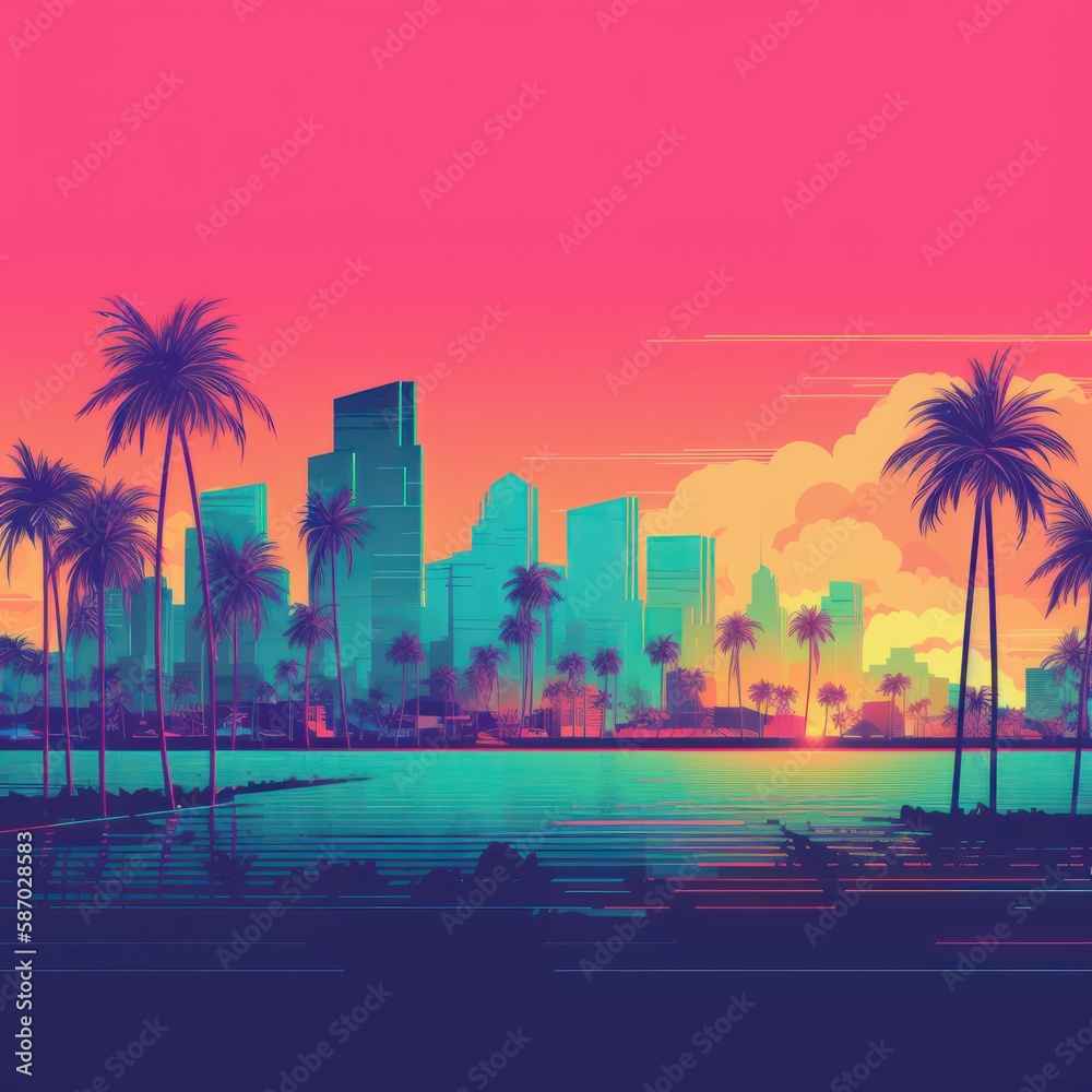 Miami Vibes Wallpaper Background Stock Illustration | Adobe Stock