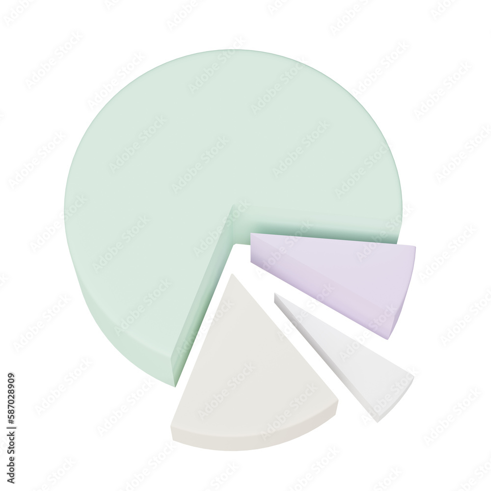 Simple chart pie with separated parts, business statistics, 3d ...