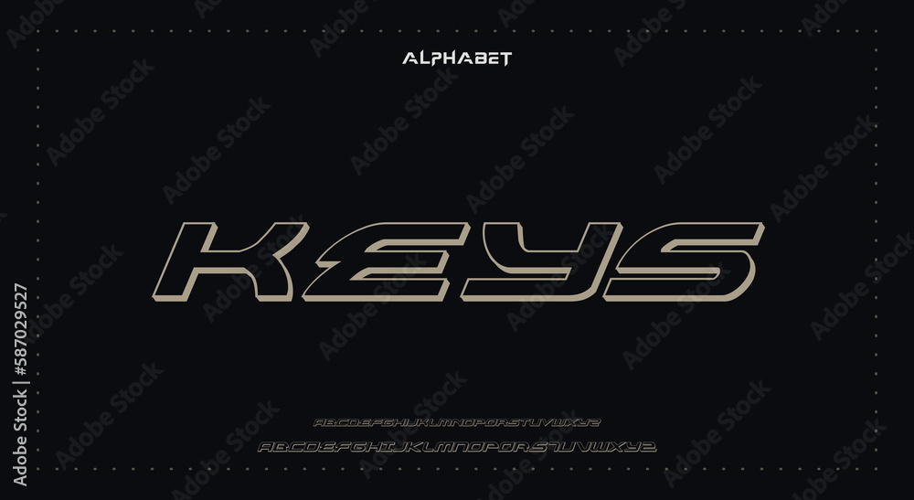 Vetor de keys Abstract Fashion Best font alphabet. Minimal modern urban ...