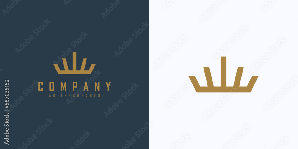 Simple Crown Logo. Gold Geometric Crown isolated on Dual Background ...