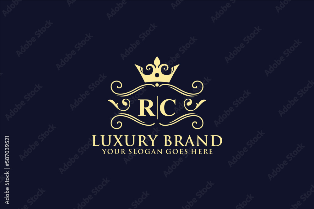 letter Initial RC elegant luxury monogram logo or badge template with ...