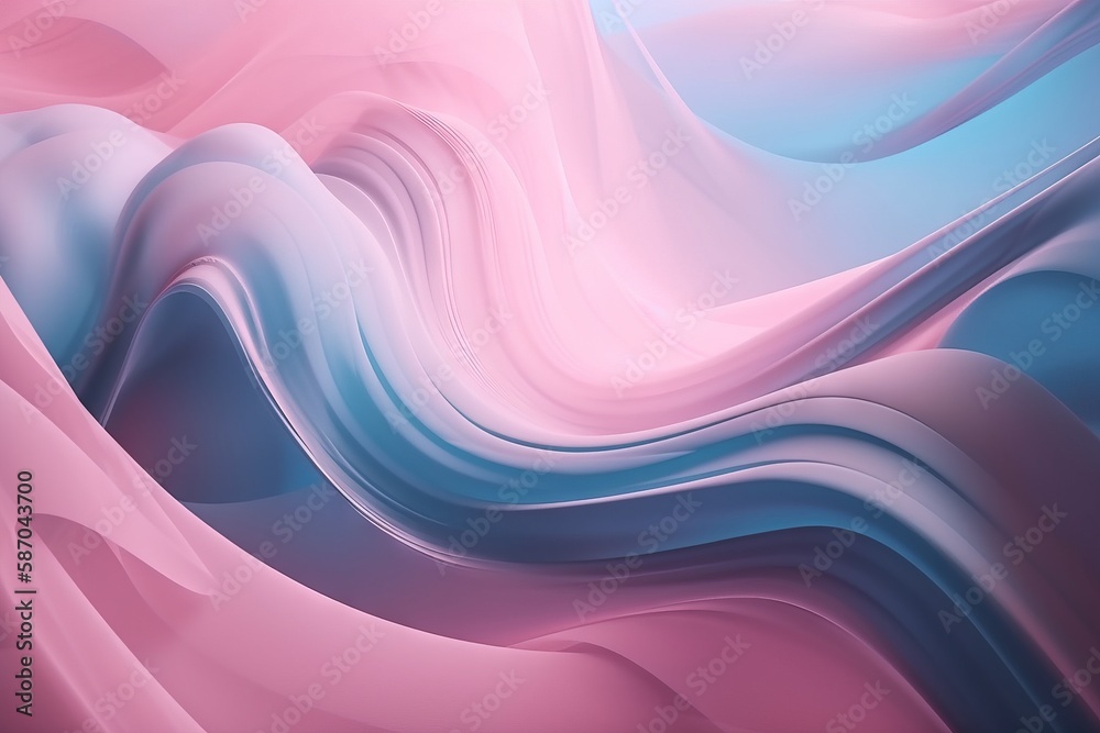 a pink and blue abstract background with wavy lines and curves in ...