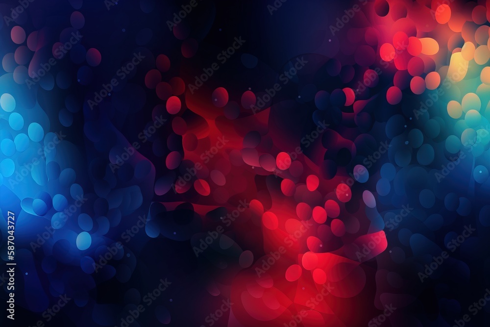a blurry image of a blue and red background with circles of light in ...