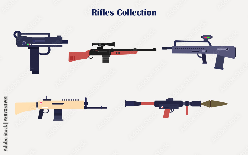 Weapons vector collection. Set of weapon military firearms cartoon ...