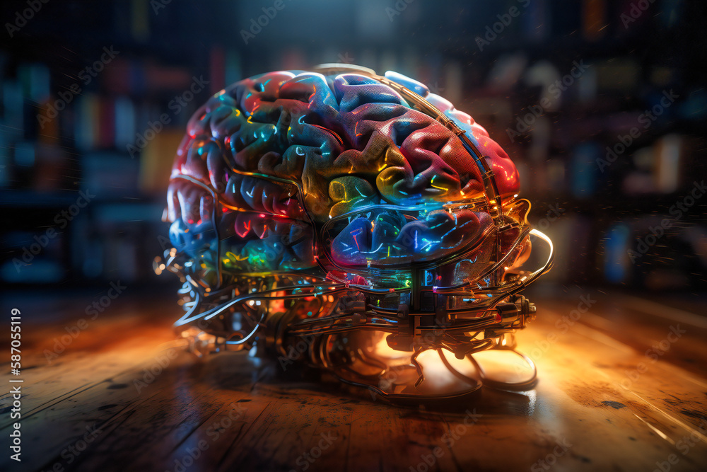 A visually striking representation of an artificial intelligence brain ...