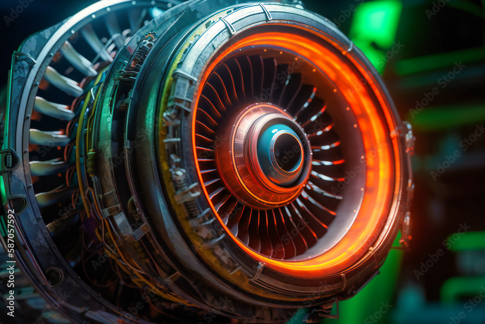An intriguing backdrop featuring a futuristic jet engine, accentuated ...