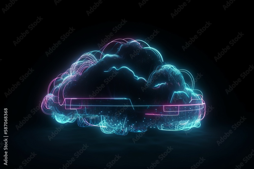 Minimalist Art Meets High-Tech Science: A 3D Neon Cloud Rendering with Octane Render, S%qy and ...