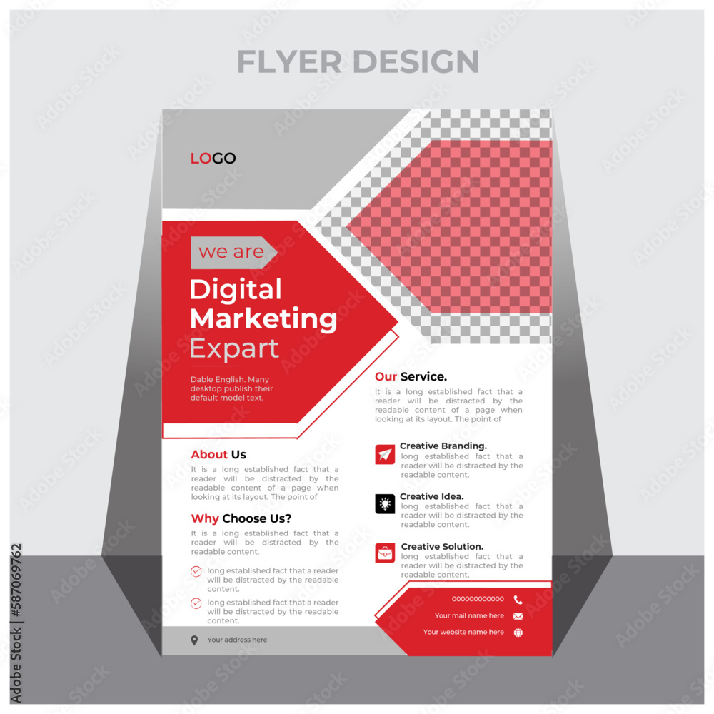 Multipurpose Flyer Layout with Red Accent, Vector eco flyer, poster ...
