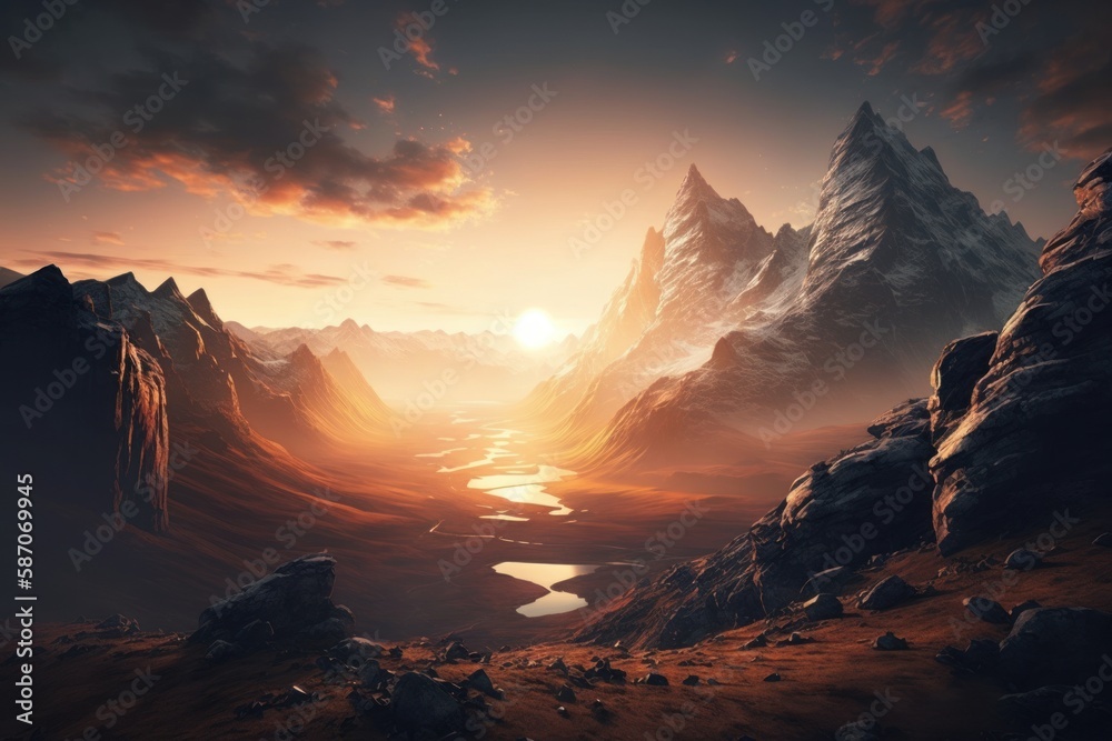Dynamic Sunrise over Dramatic Mountain Landscape: Inspiring Phone ...