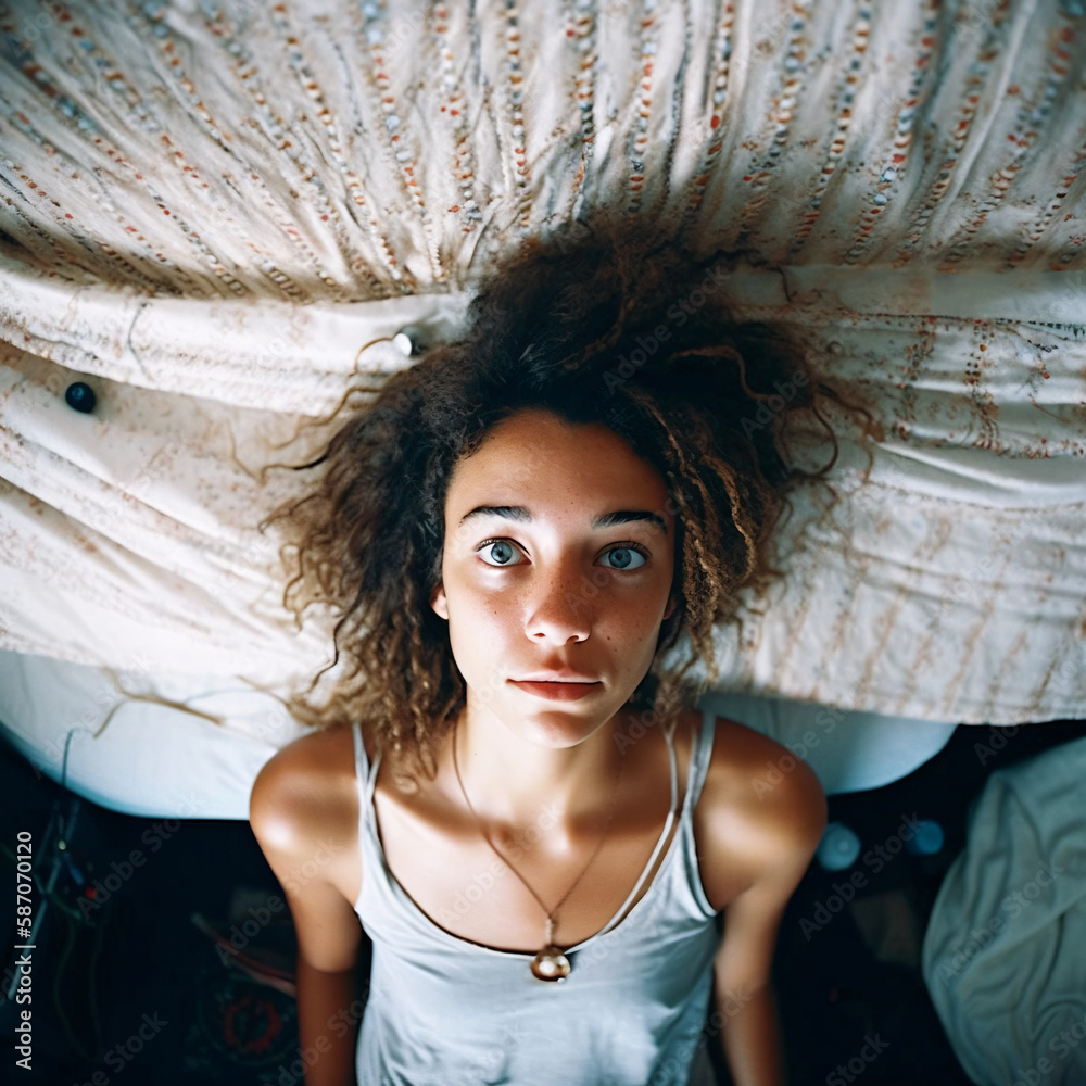 Looking down from the ceiling, we see a beautiful young , incredibly ...