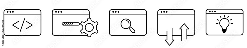 Software development icon set. Symbol for website design, logo, app, UI ...