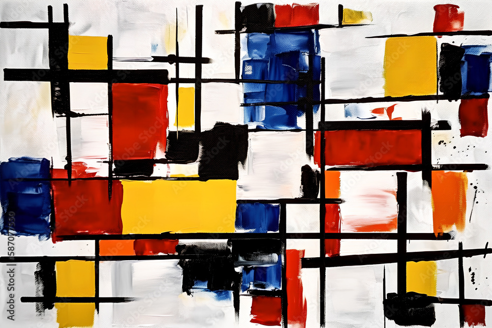 Minimalist Modern Abstract Art in Watercolor, using primary colors ...