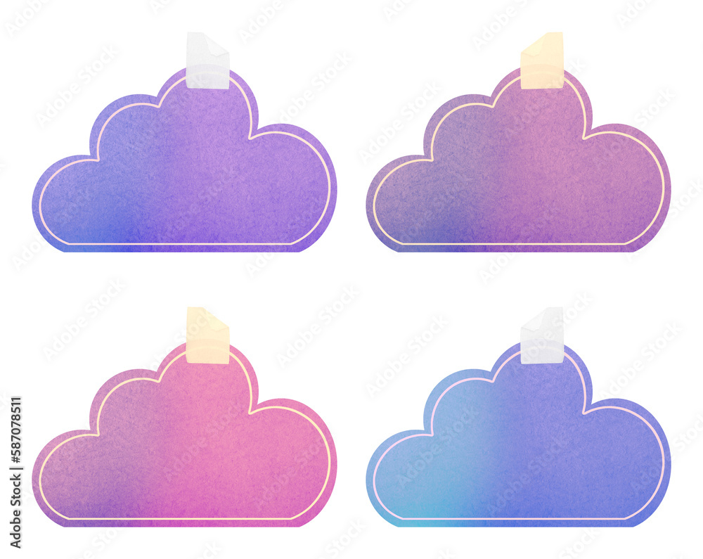 cute cloud shape sticky notes with adhesive tape strips on transparent ...