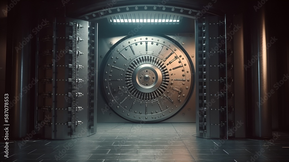 Retro-Futuristic Bank Vault Door, Vulnerability, Exposure, Generative ...