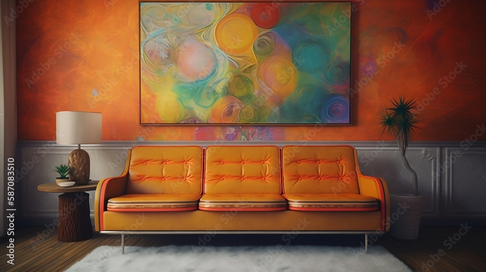 sofa with nostalgic 90's theme with vibrant and eye-catching ...