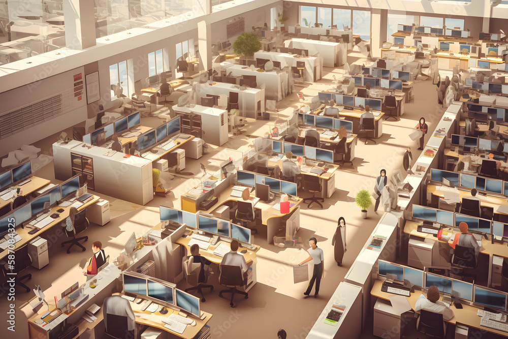 Open Space Working or an Callcenter, made with generative AI and ...