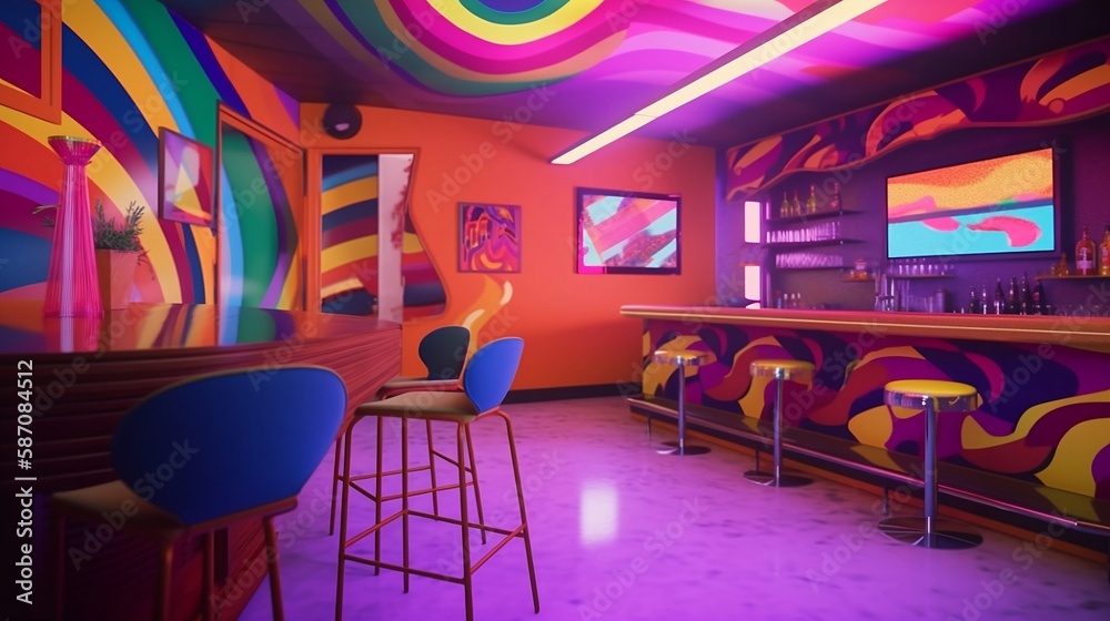 psychedelic 90's bar - nostalgic 90's theme with vibrant and eye ...