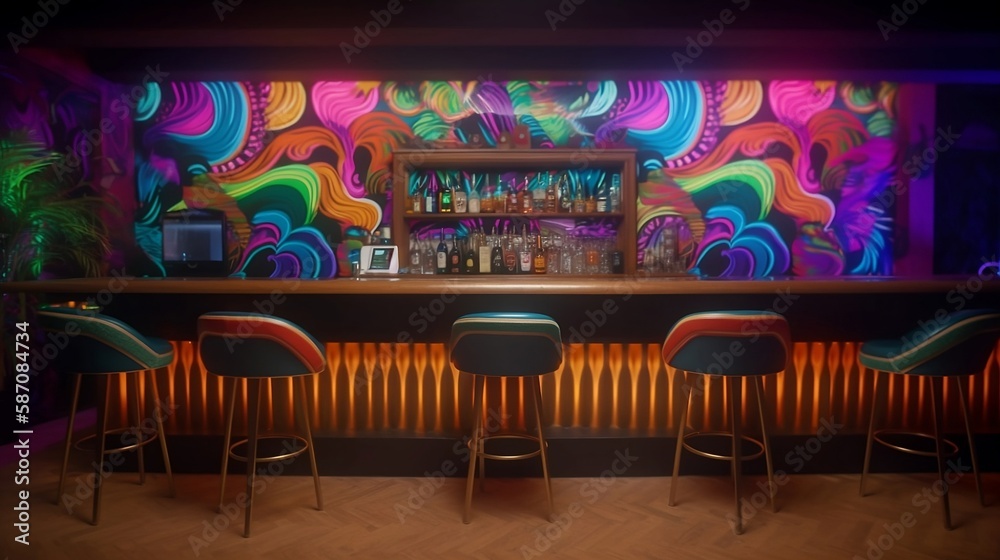psychedelic 90's bar - nostalgic 90's theme with vibrant and eye ...