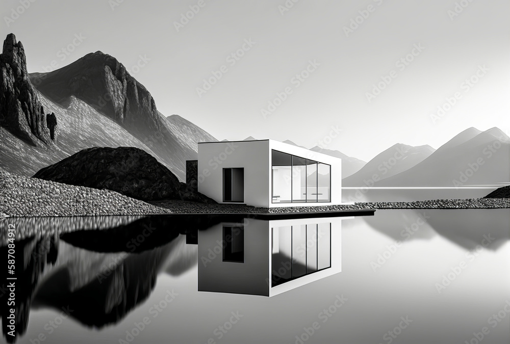 Minimalist building in natural landscape creates balance and harmony ...