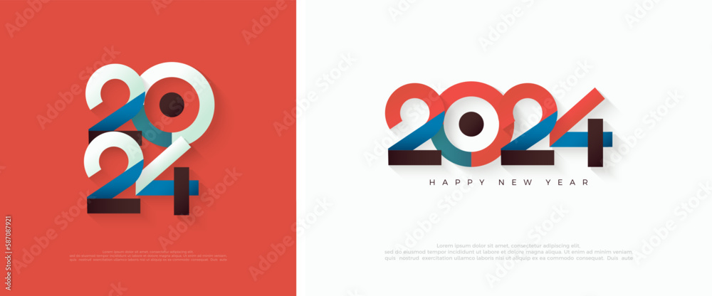 Modern Semi Retro Design for Happy New Year 2024 celebration, Vector ...