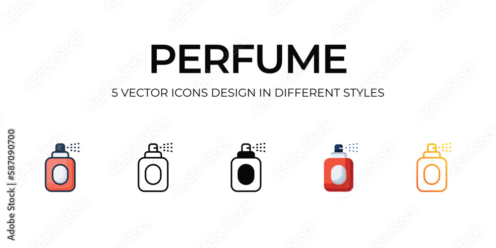 Perfume Icon Design in Five style with Editable Stroke. Line, Solid ...