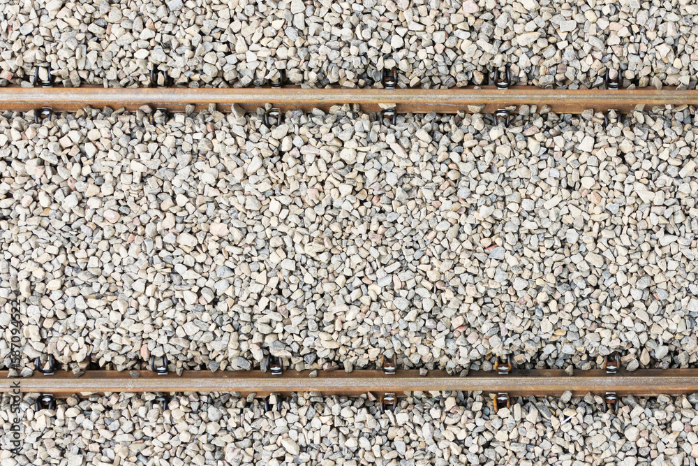 Railway top view background. Train transport industry. Rail track ...