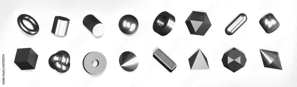 Set of 16 Geometric Shapes. Realistic geometry elements Set of 16 ...