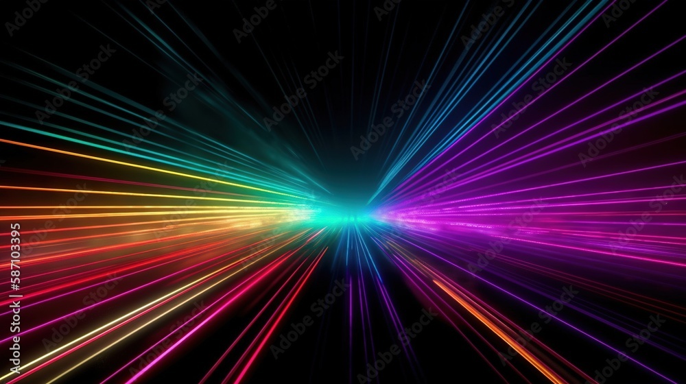 parallel long neon rays, abstract, fantastic wallpaper with colorful ...